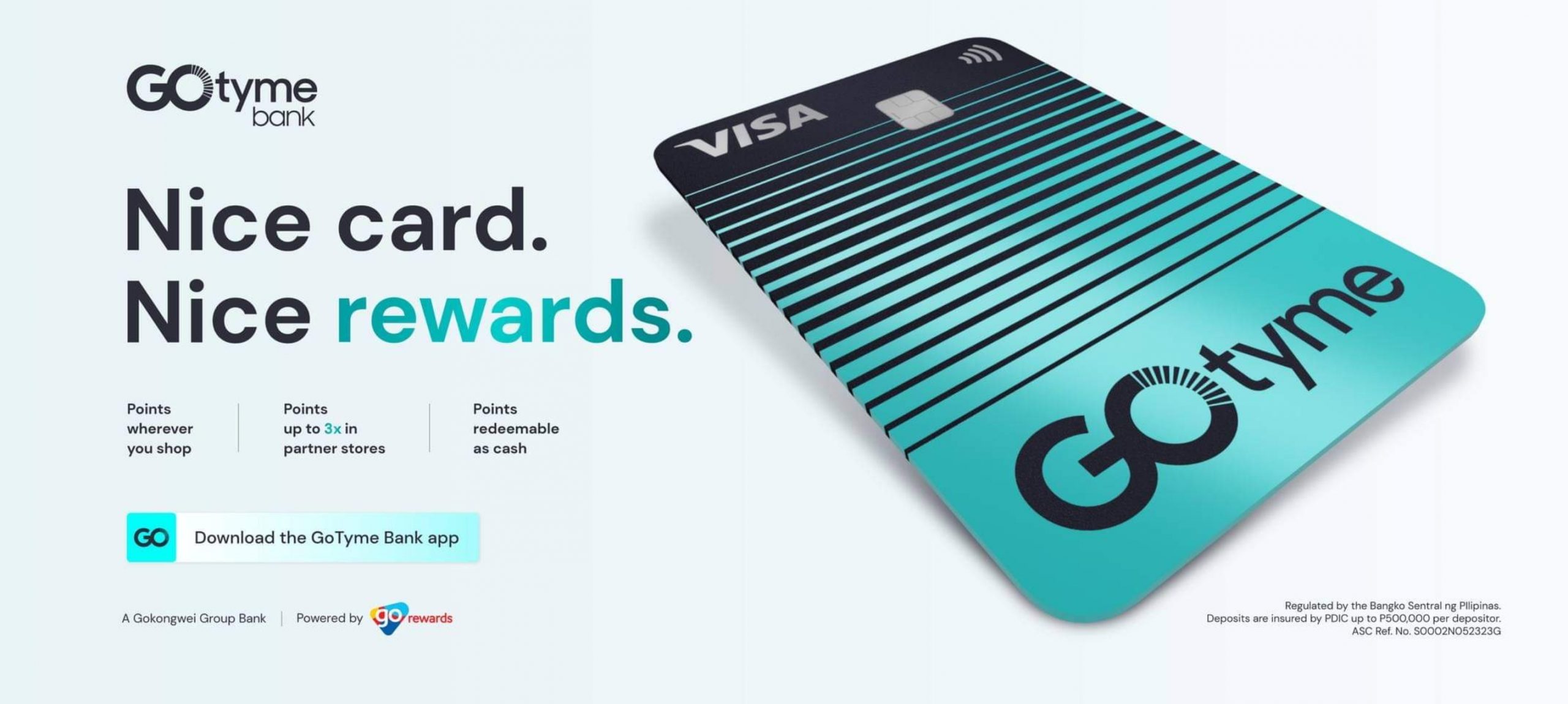"Nice Card, Nice Rewards” with GoTyme Bank Go Shop feature and debit ...